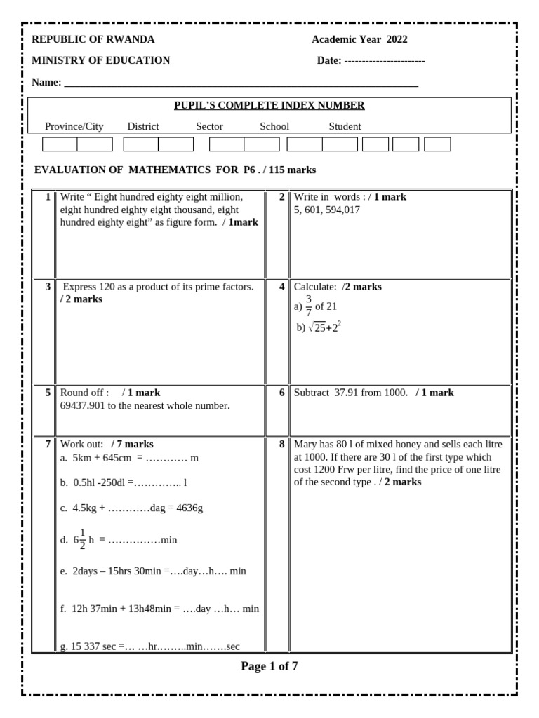 Math p6 Questions From Nesa | PDF | Area