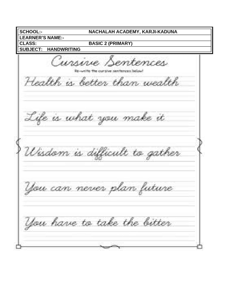 Basic 2 Handwriting | PDF