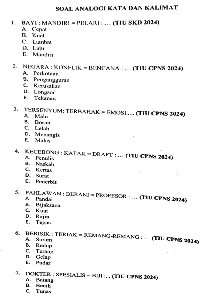Analogi Kata Dan Kalimat | PDF