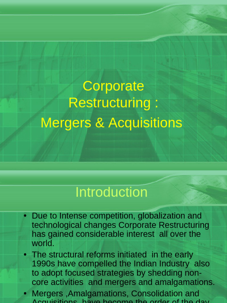 Corporate Restructring | PDF | Mergers And Acquisitions | Consolidation ...