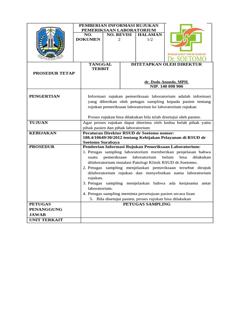 SOP Informasi Rujukan | PDF