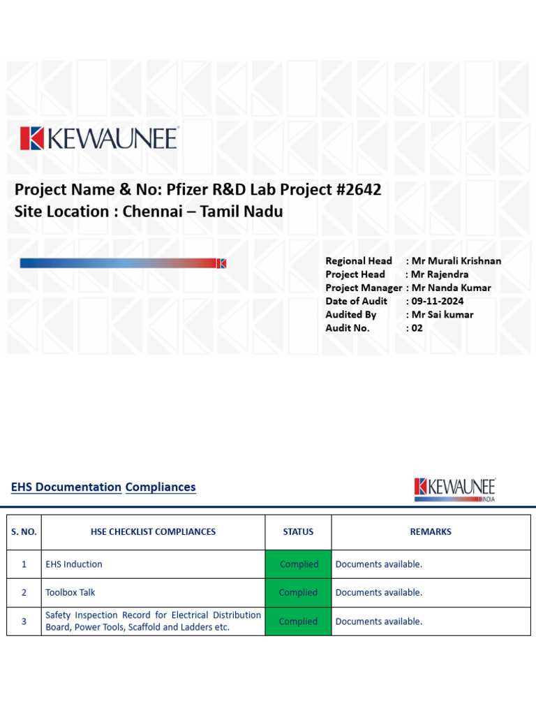 Pfizer R&D Lab EHS Audit Report | PDF | Personal Protective Equipment ...