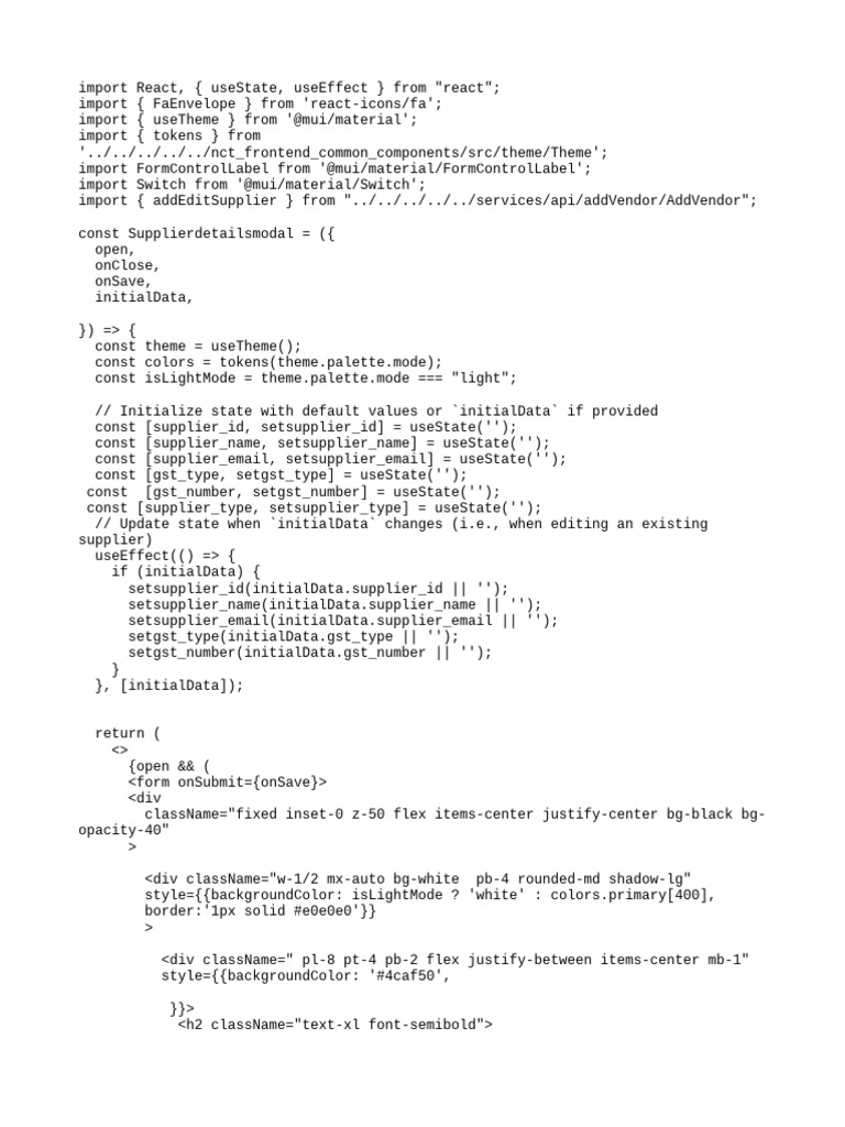 Supplier Details Form Modal | PDF | Software | Computing