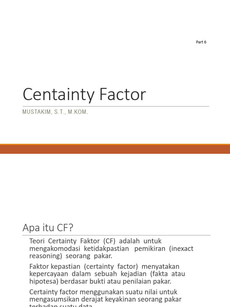 Pengenalan Certainty Factor dalam Diagnosa | PDF