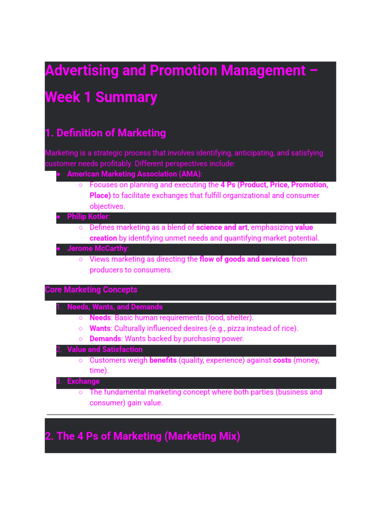 Advertising and Promotion Management Overview | PDF | Marketing ...