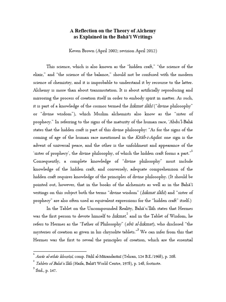 A Reflection On The Theory of Alchemy | PDF | Alchemy | Hermes Trismegistus