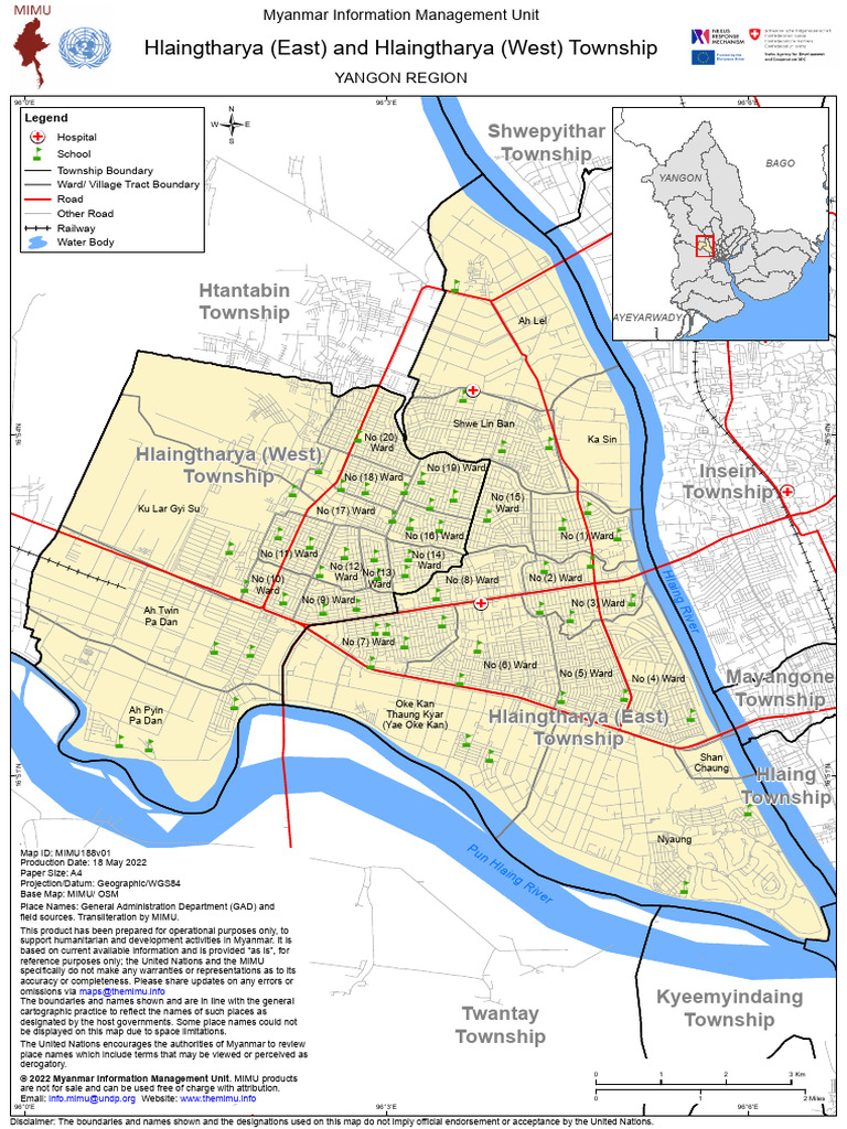 TSP Map - Ward - VT - Hlaingtharya (East) and Hlaingtharya (West) - Yangon - MIMU188v01 ...