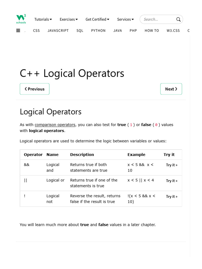 C++ Logical Operators | PDF