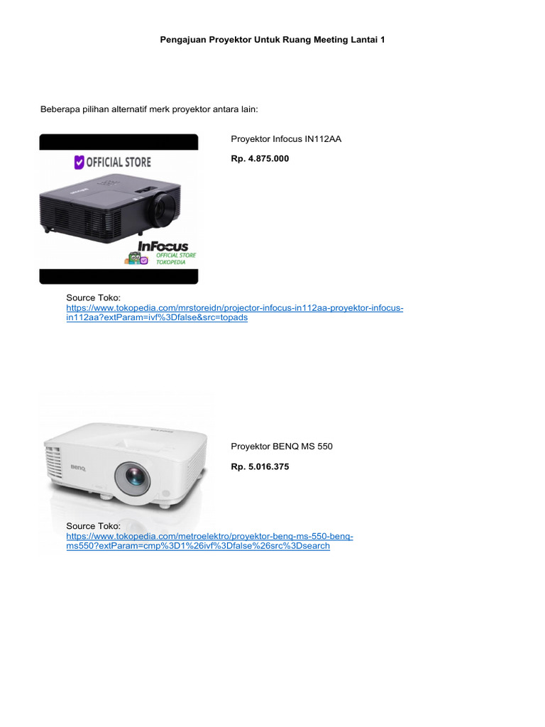 Pengajuan Proyektor LT 1 | PDF