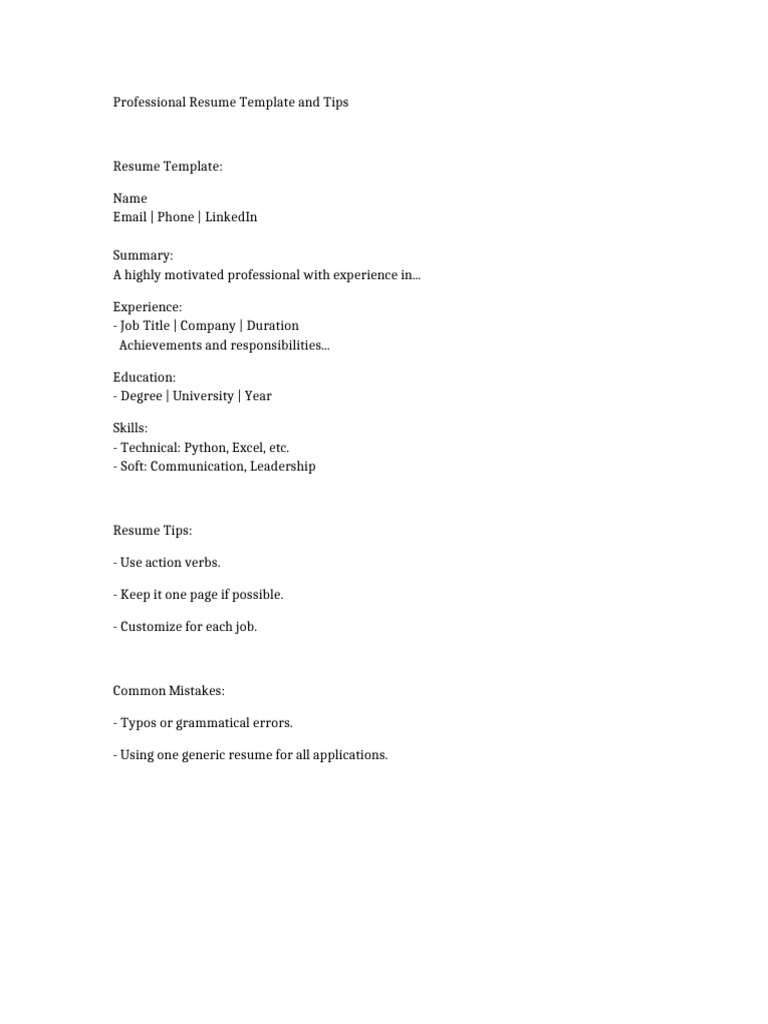 Professional Resume Template and Tips | PDF