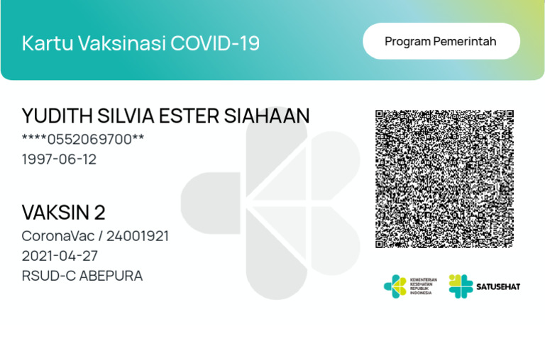 Sertifikat Vaksin Dosis 2 Yudith 17 | PDF
