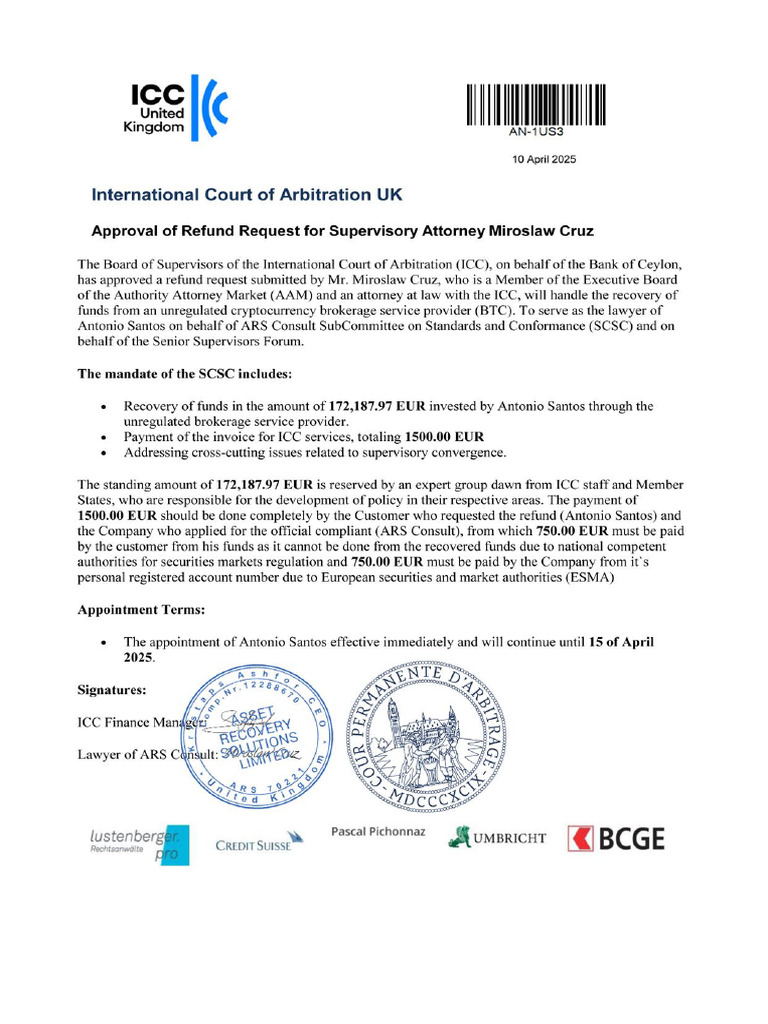 ICC Approval - Antonio Santos | PDF