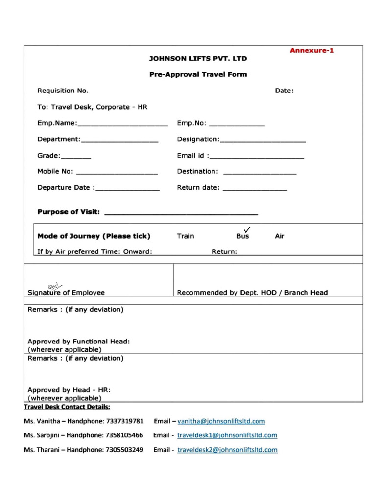 Pre Approval Travel Request Form | PDF