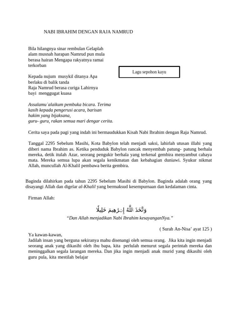 Kisah Nabi Ibrahim dan Raja Namrud | PDF