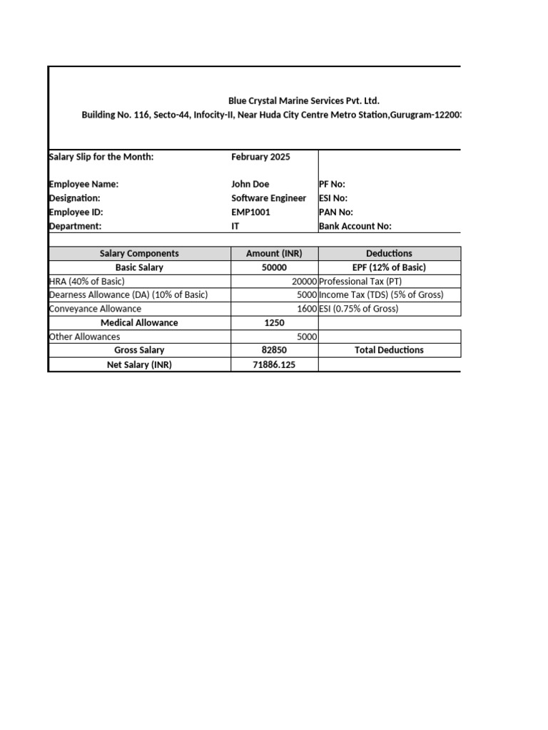 Salary Slip Format | PDF