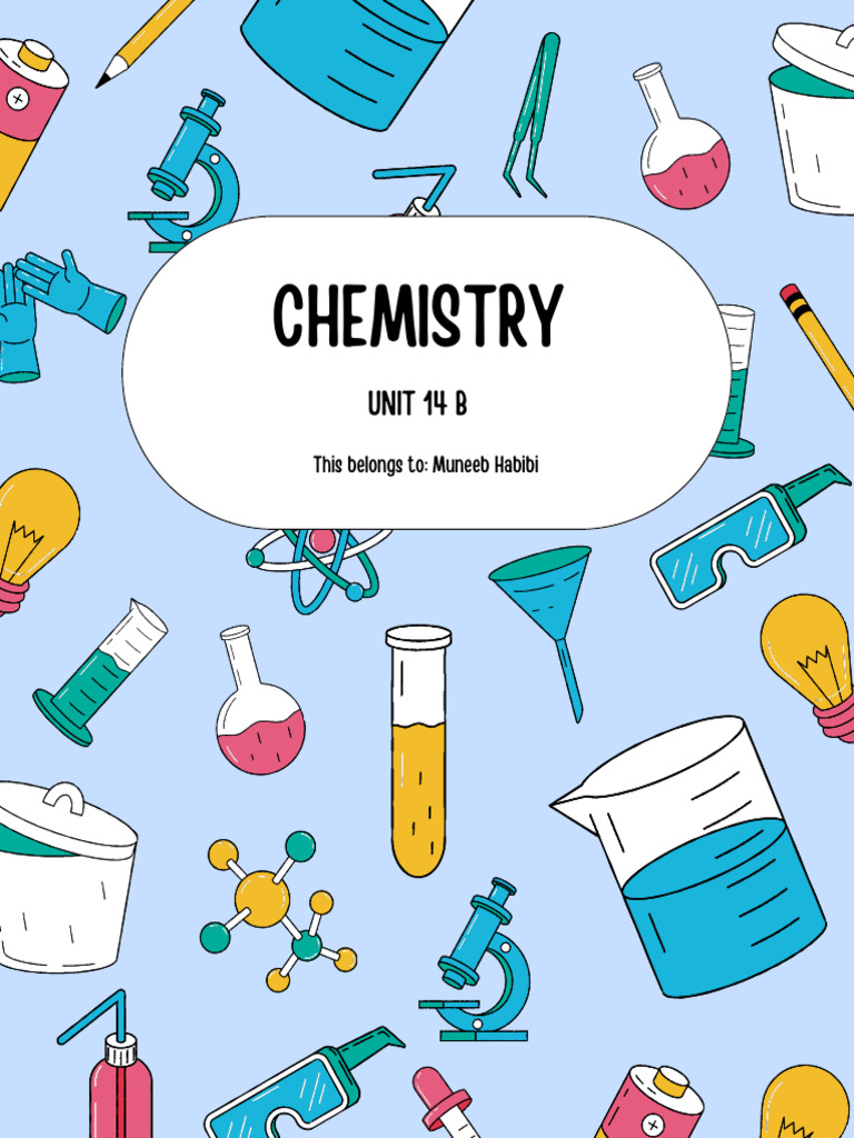 Blue Yellow Green Illustrative Chemistry Science Digital Notebook Cover | PDF