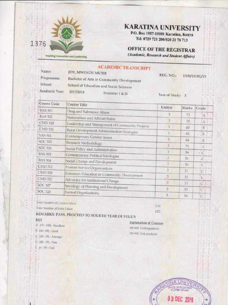 Academic Transcript Documents | PDF