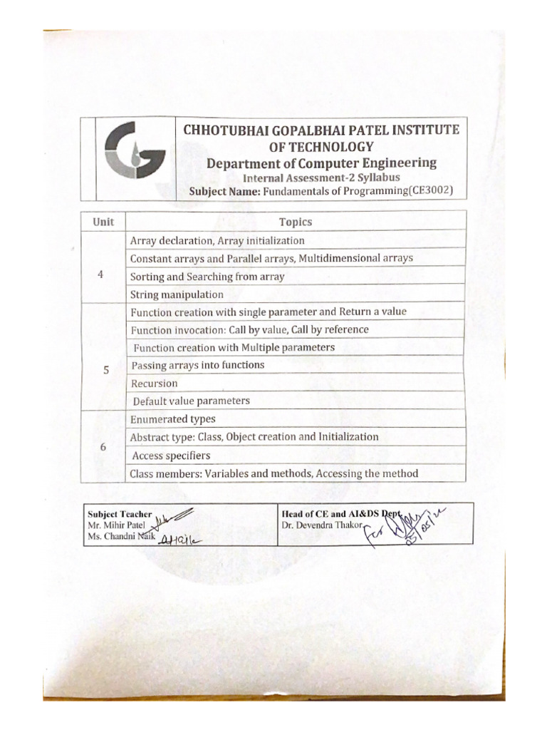 FOP IA 2 Syllabus | PDF