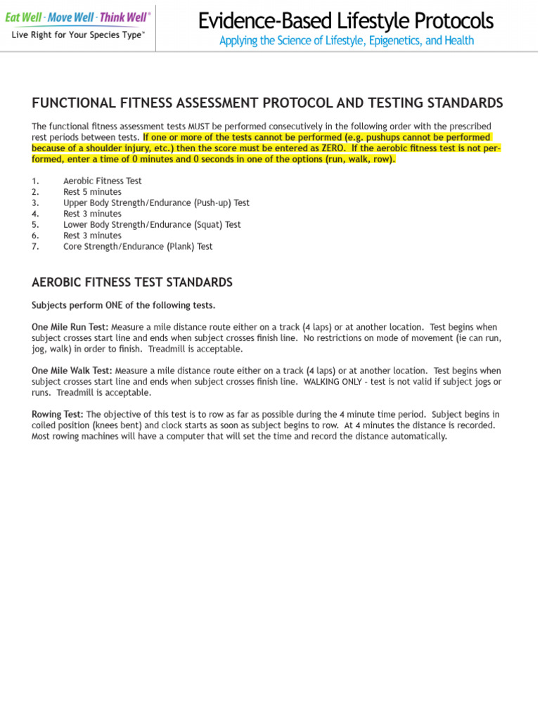 Functional Fitness Testing Standards | PDF | Physical Exercise