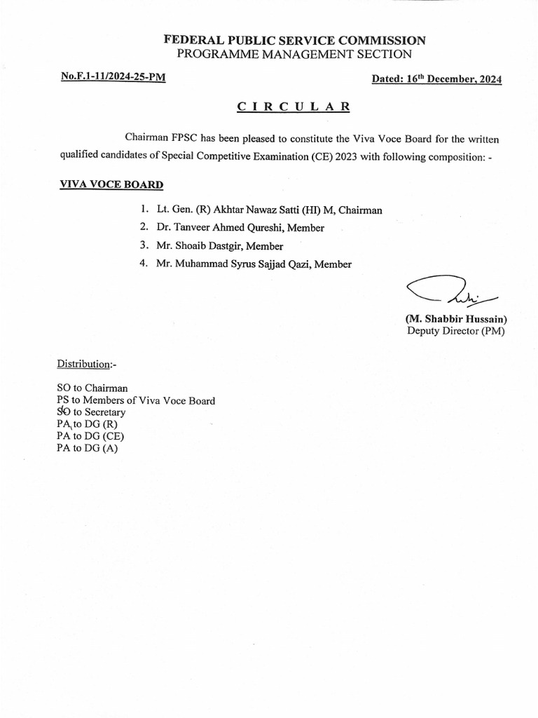 FPSC Interview Panel | PDF