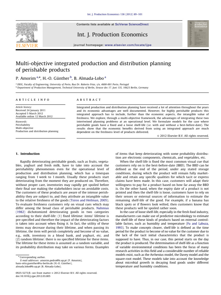 Multi-Objective Integrated Production and Distribution Planning of ...