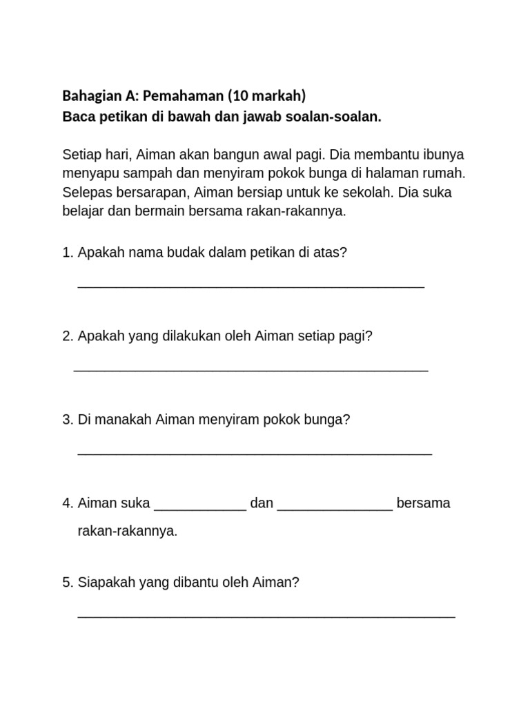 Ujian BM Tahun 2 Unit 1-9 | PDF