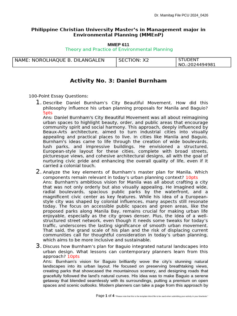 Daniel Burnham's Urban Planning Legacy | PDF | Urban Planning ...