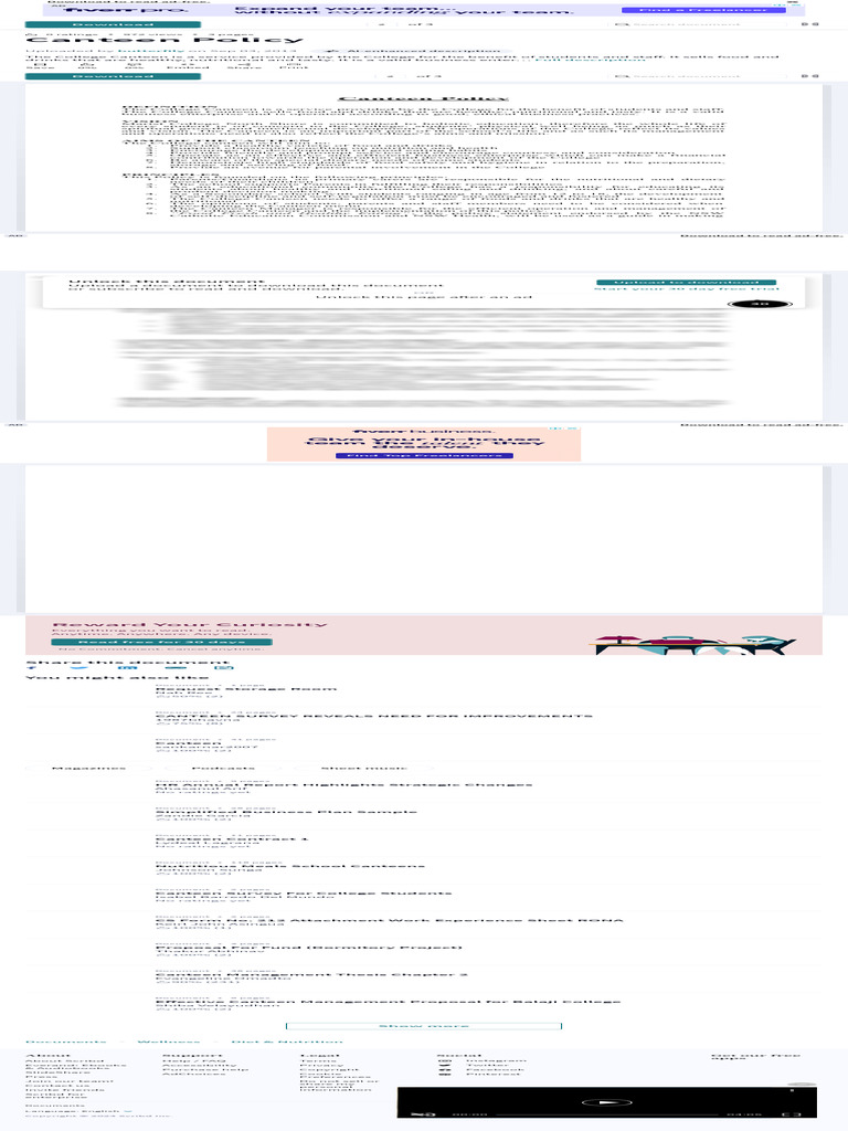 Canteen Policy PDF Cafeteria Foods 2 | PDF | Cafeteria | Scribd