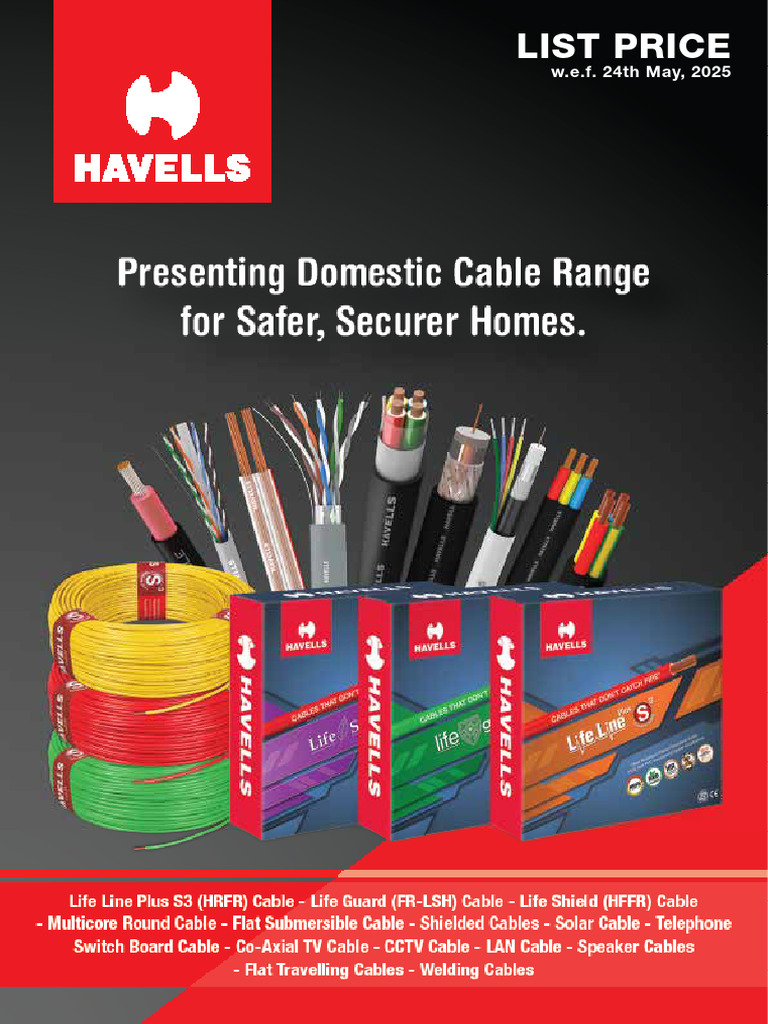 Havells Wire List Price - 24th May 2025 | PDF | Insulator (Electricity ...