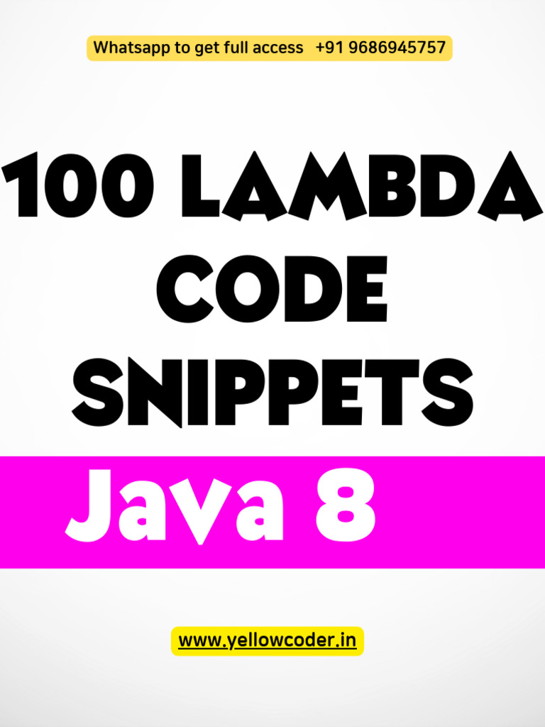 Day7. 100lambdaCodeSnippets (WWW - Yellowcoder.in) | PDF | Anonymous Function | Object Oriented ...