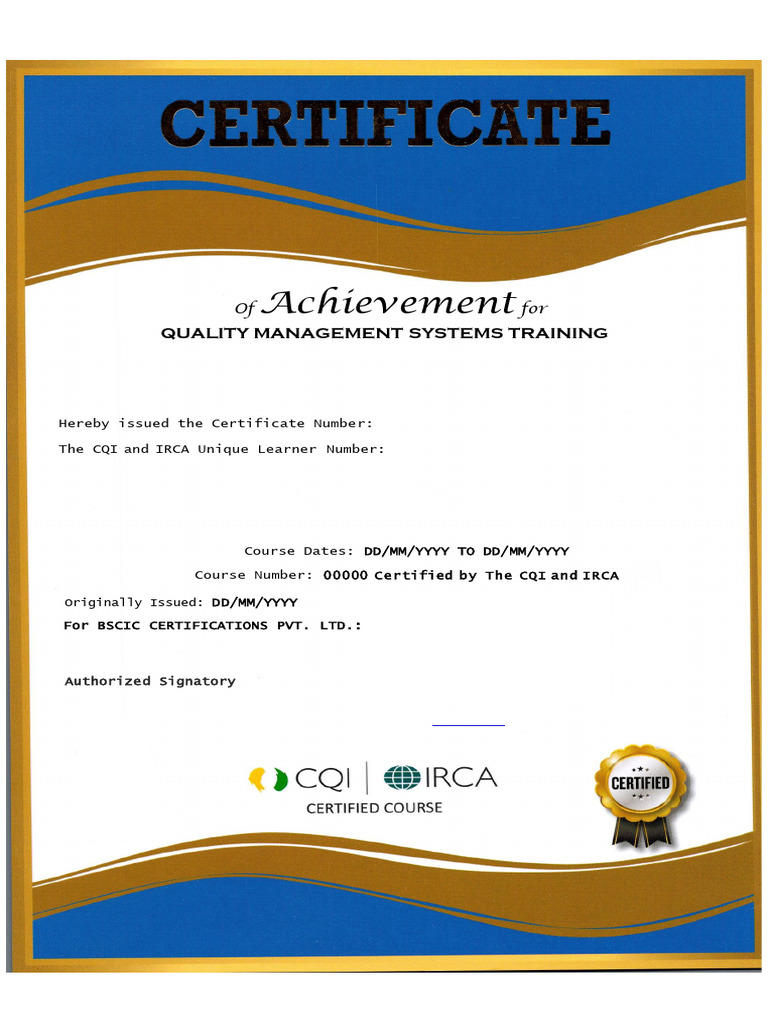 Sample 1 - Iso 9001 Irca Achievement | PDF