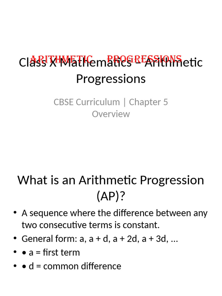 Class X Maths Arithmetic Progressions | PDF