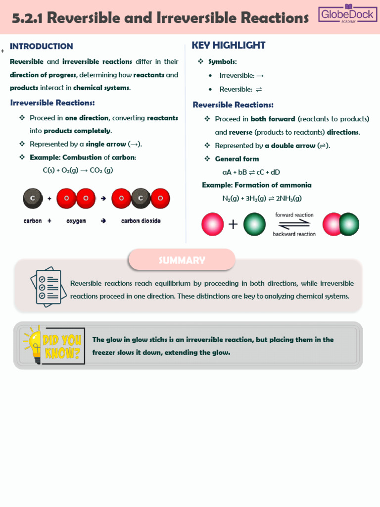 5.2.1reversible and Irreversible Reactions | PDF