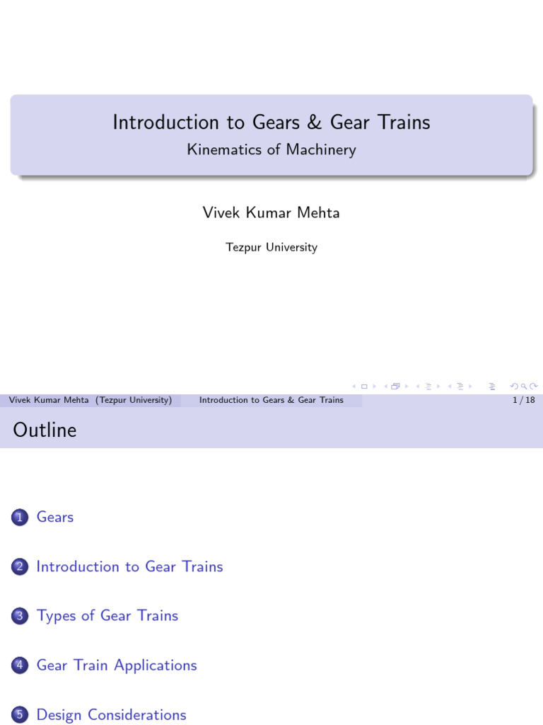 Gears and Gear Trains Overview | PDF | Gear | Manufactured Goods