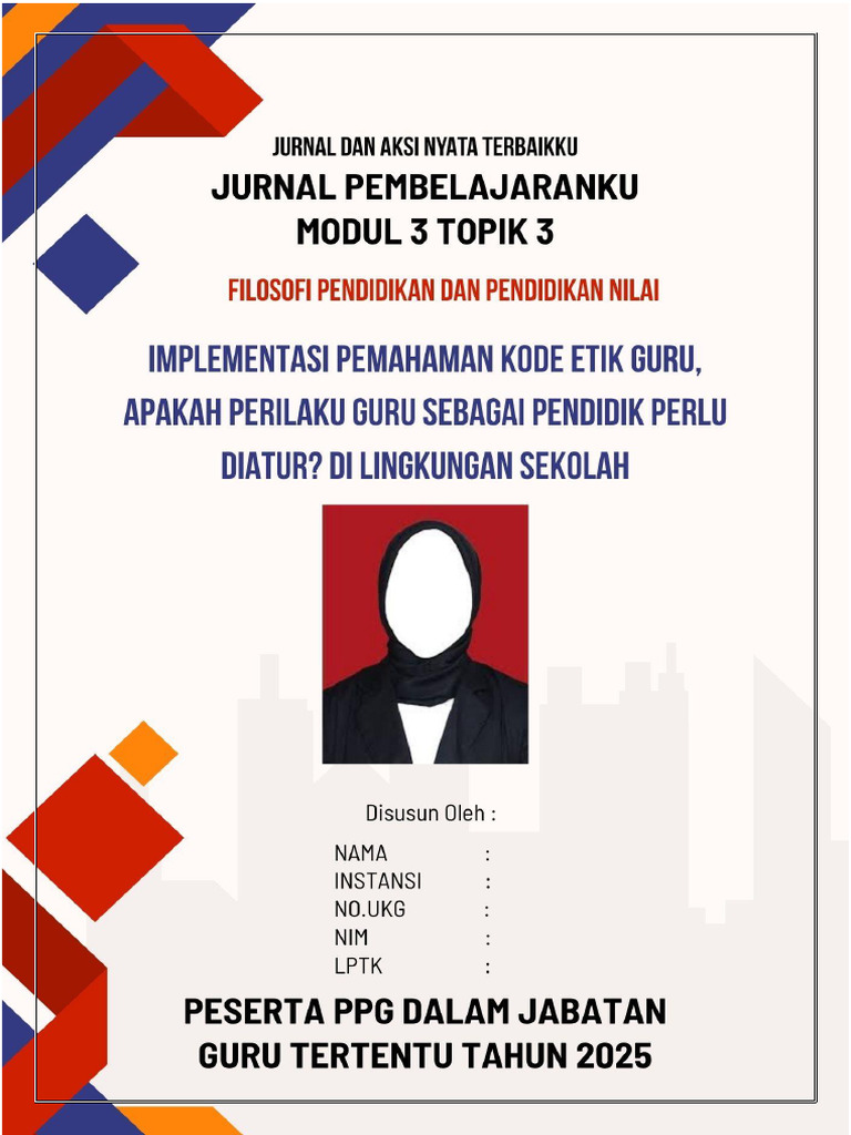 Referensi Jurnal Modul 3 Topik 3 Kode Etik Guru | PDF