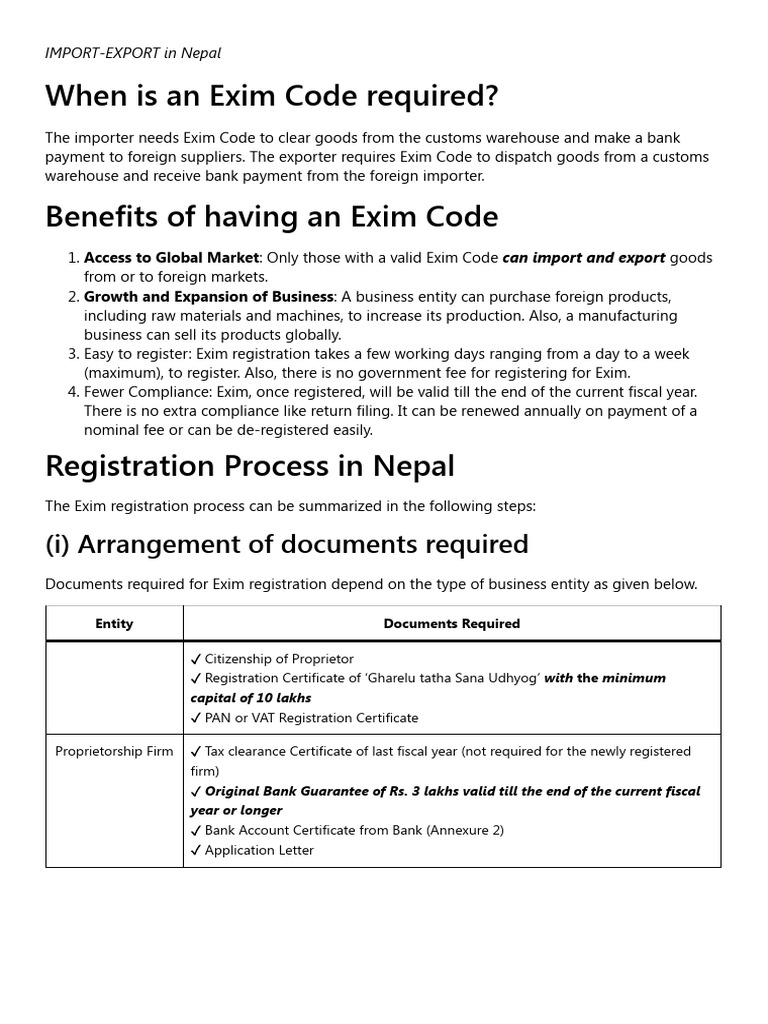 EXIM Code Registration in Nepal - Company Khata | PDF | Value Added Tax ...