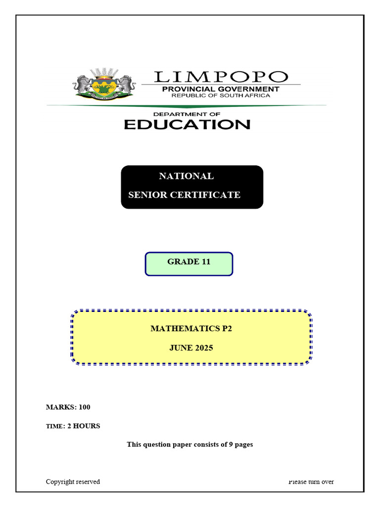 Grade 11 Mathematics P2 Exam June 2025 | PDF | Euclidean Geometry ...