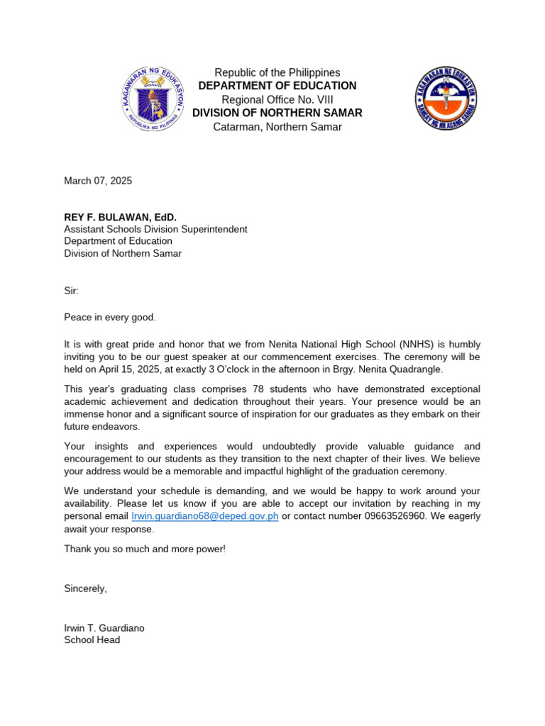 Letter For Guest Speaker | PDF