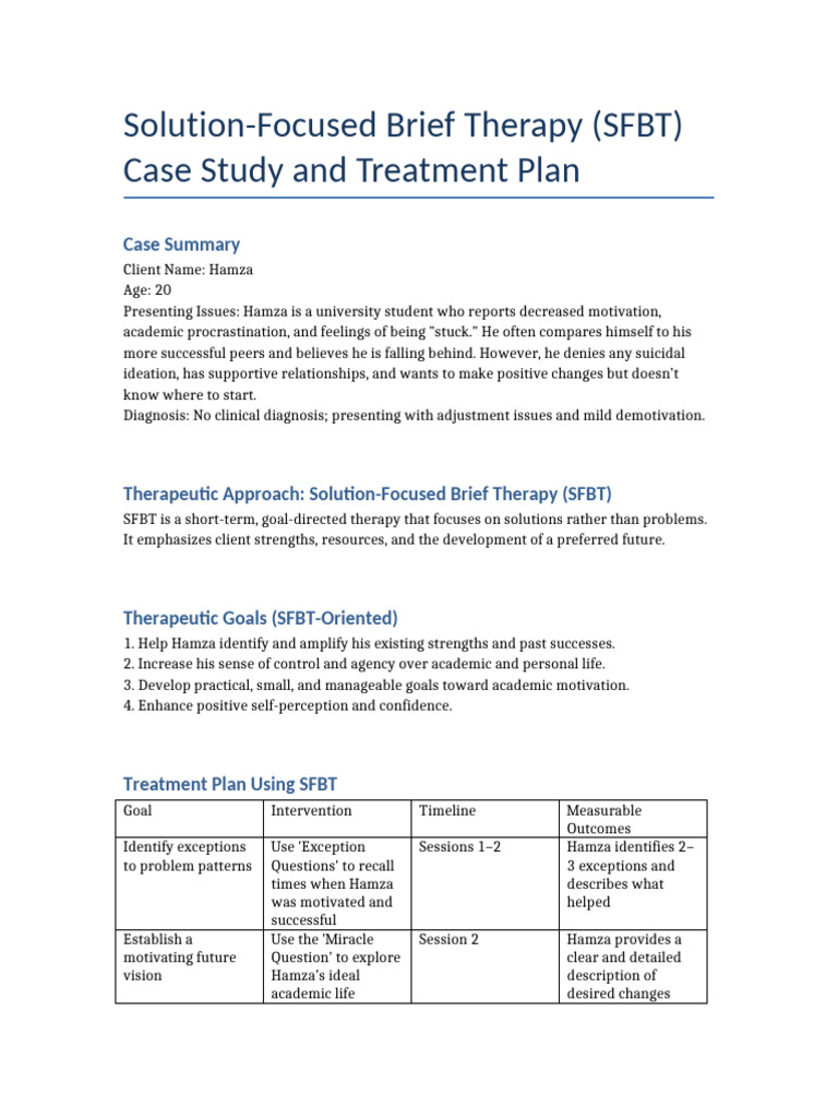 SFBT Case Study: Boosting Student Motivation | PDF | Psychology ...