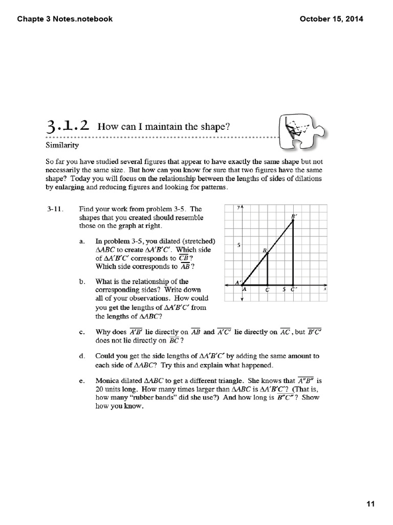 CPM Algebra1 Chapter 3 Notes 11 | PDF