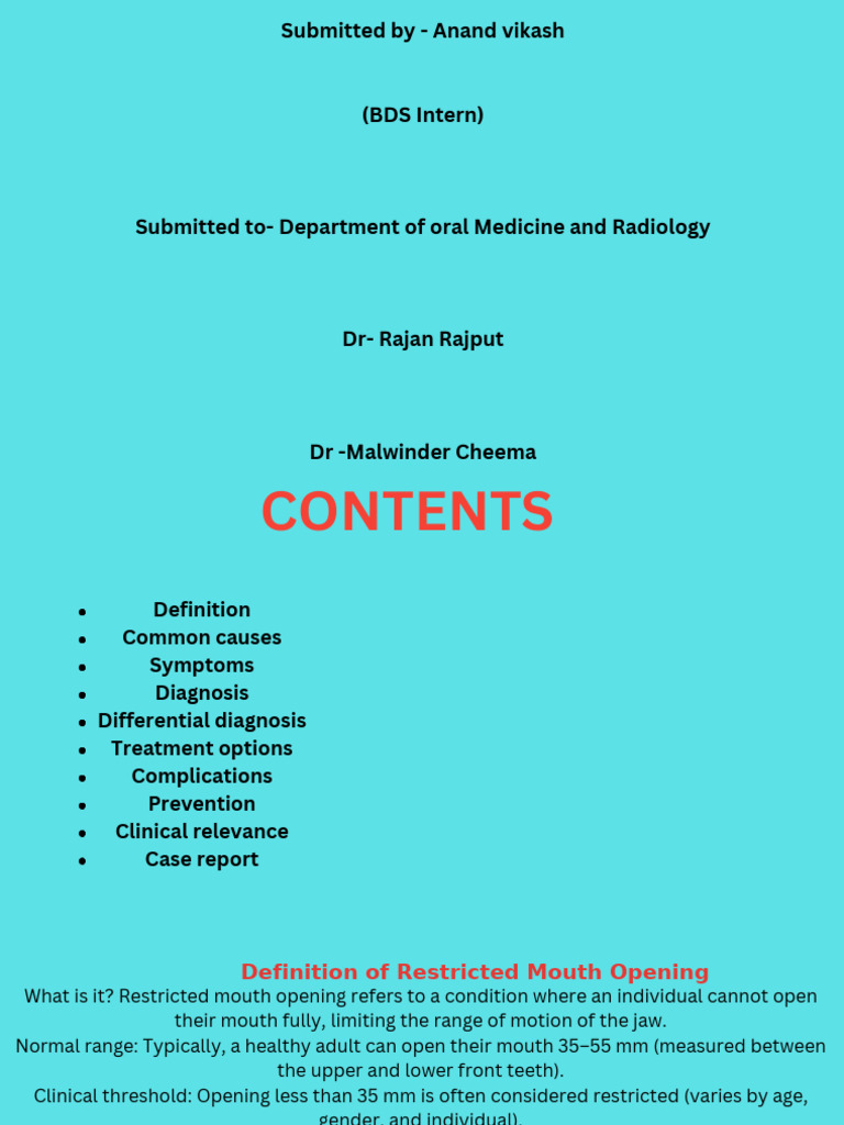 Submitted by - Anand Vikash (BDS Intern) Submitted To - Department of Oral M - 20250227 - 222624 ...