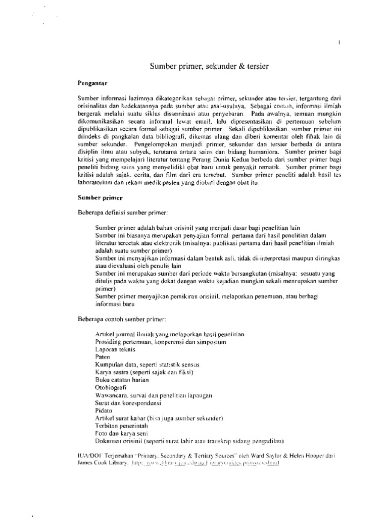 Sumber Primer Sekunder Dan Tersier - 2 | PDF