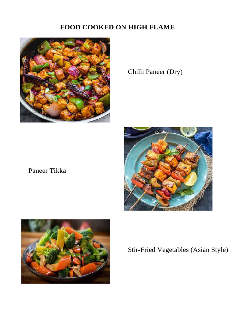 Chilli Paneer (Dry) : Food Cooked On High Flame | PDF