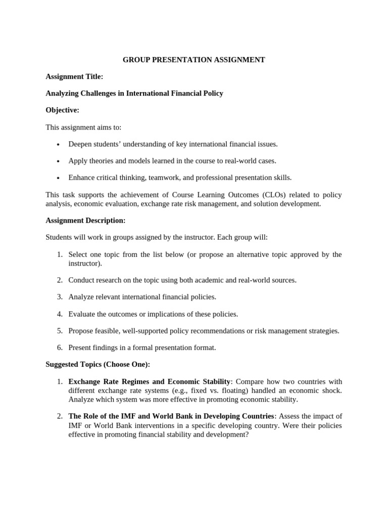 Group Presentation Assignment | PDF | Policy | Monetary Policy
