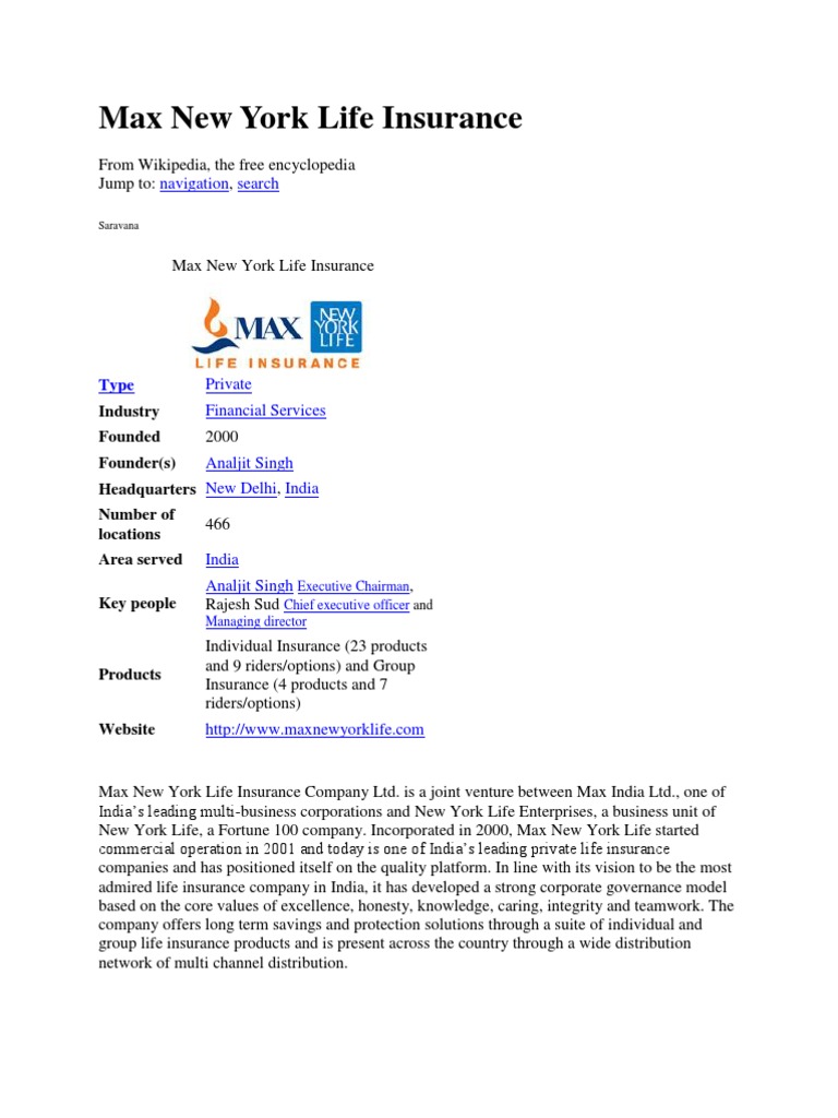 Max New York Life Insurance | PDF | Life Insurance | Insurance
