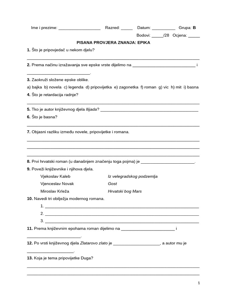 B Epika (1. Razred) | PDF