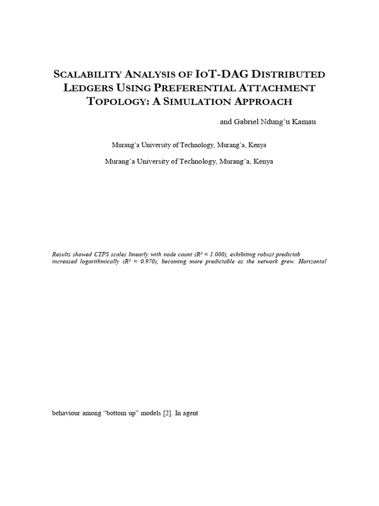 Scalability Analysis of Iot-Dag Distributed Ledgers Using Preferential Attachment Topology: A ...
