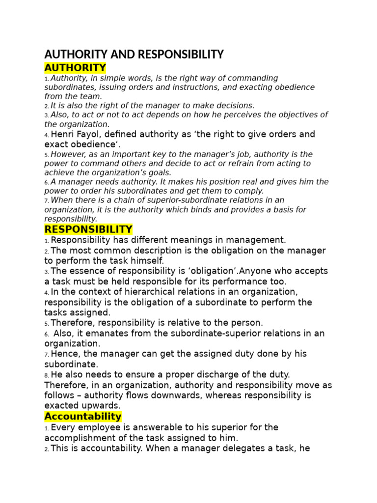 Authority and Responsibility | PDF | Hierarchy | Psychology
