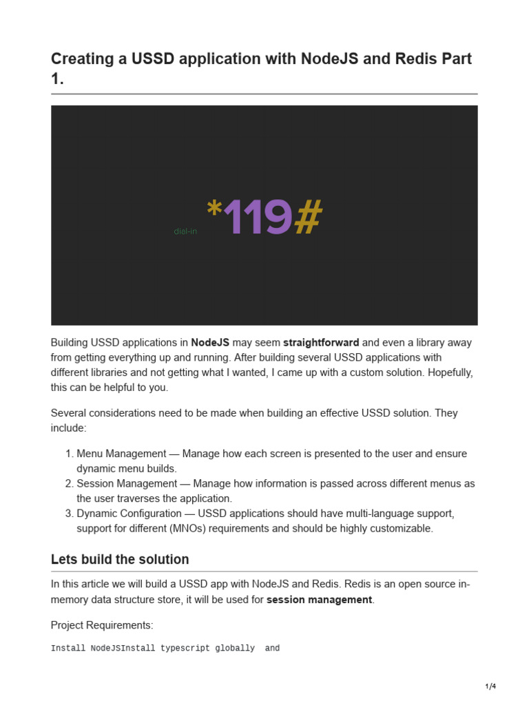 Creating A USSD Application With NodeJS and Redis Part 1 | PDF | Menu ...