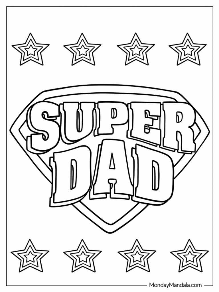 Super Dad in Shield Symbol Coloring Page For Kids | PDF